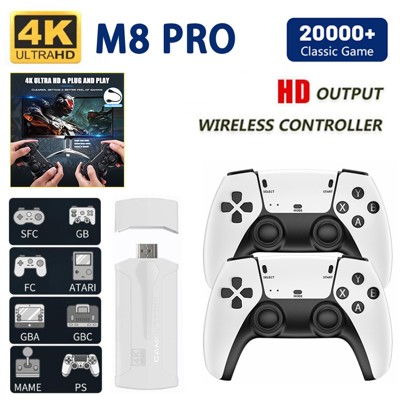 M8 Pro Video Game Console 2.4G Dual Wireless Controller Game Stick 4K ...