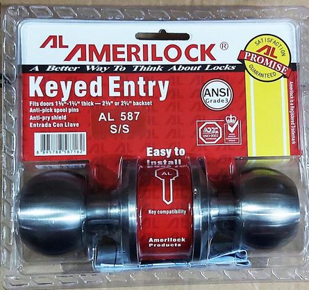 Amerilock Stainless Lockset AL 587 S/S Door Knob, Lock Set Doorknob ...