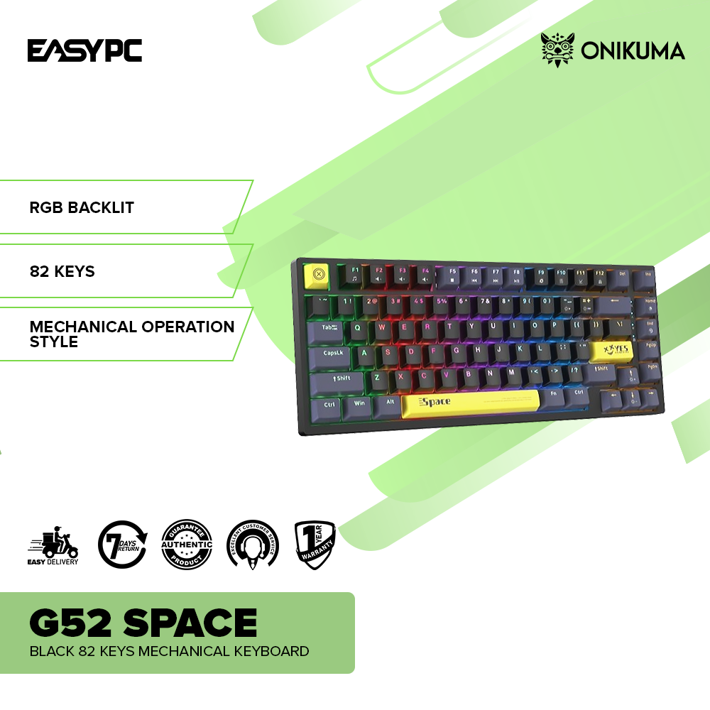 EasyPC | Onikuma G52 SPACE Black / SPACE Green / DONT BOTHER ME Pink 82 ...