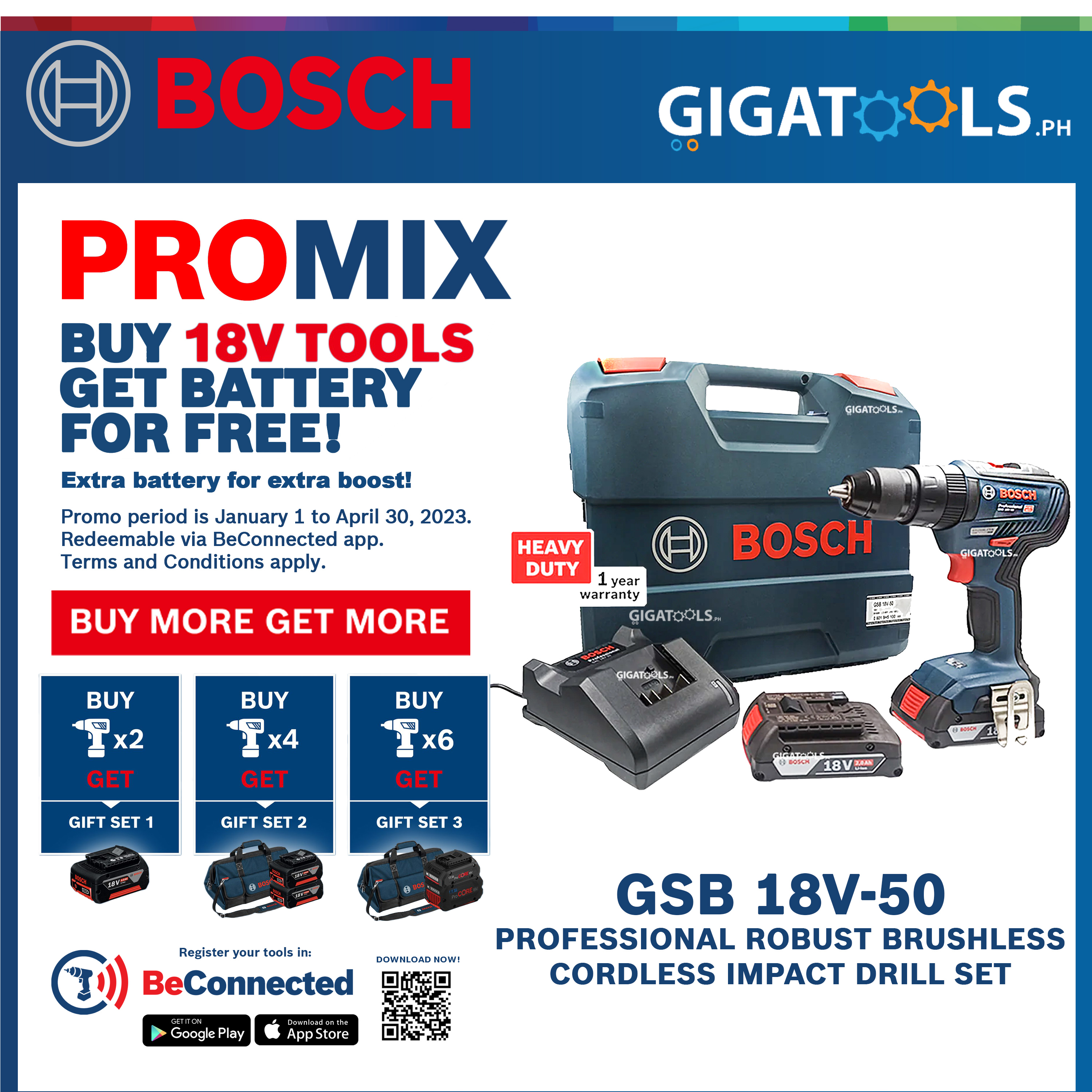 Bosch GSB 18V-50 Professional Robust Brushless Motor Cordless Impact ...