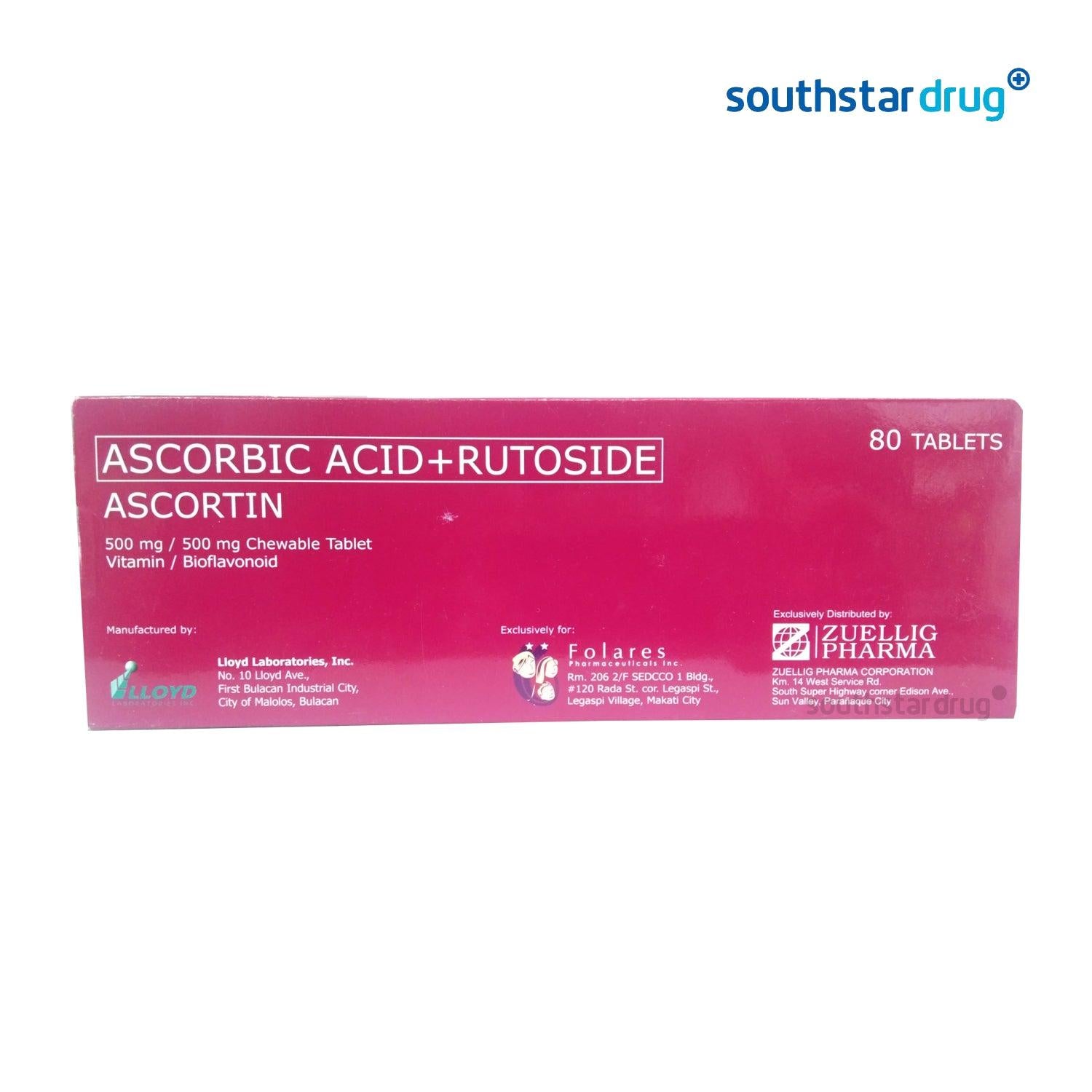 Ascortin 500 mg / 500 mg Chewable Tablet 20s | Lazada PH