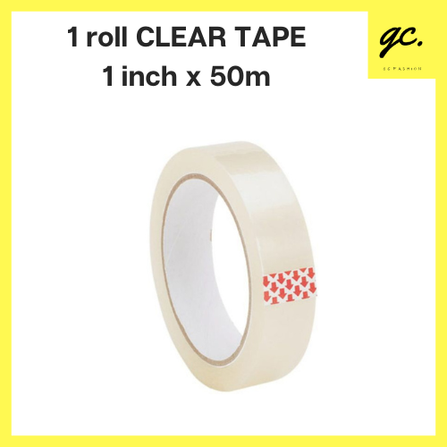 1 PIECE Clear Tape 1 inch x 50mm Adhesive Tape for Office and School ...
