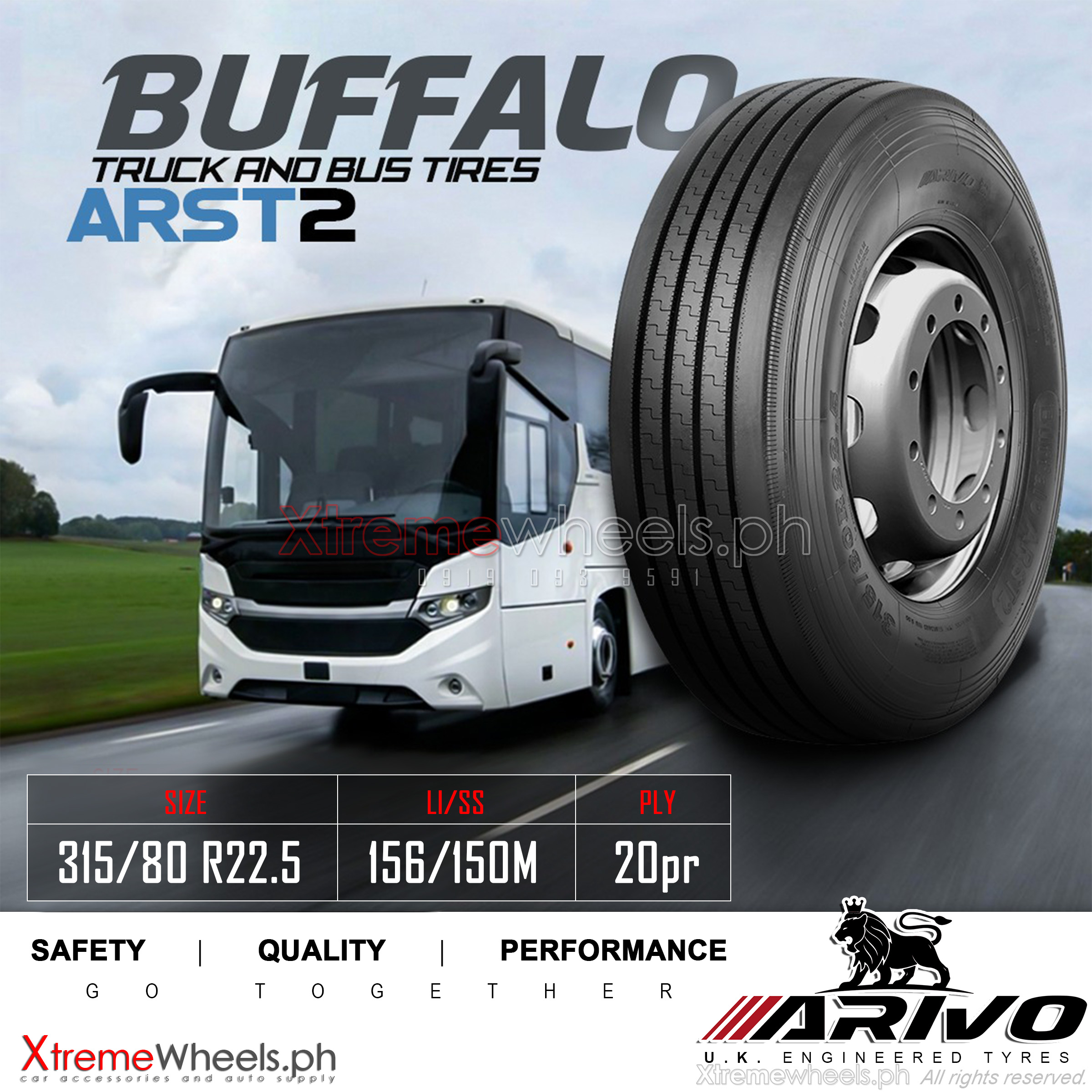 315 / 80 R22.5 20ply Arivo Buffalo Tire Truck and Bus Tire 1pc UK ...