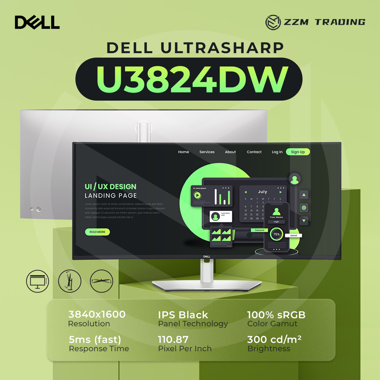 Dell UltraSharp Curved monitor U3824DW 3840x1600 IPS Black 100% sRGB ...