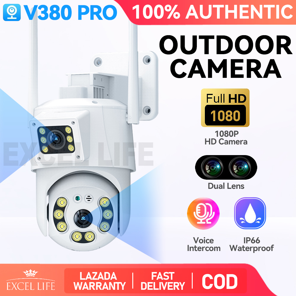 V380 PRO CCTV camera Outdoor wireless waterproof 360 degree rotation PTZ control Security camera ...
