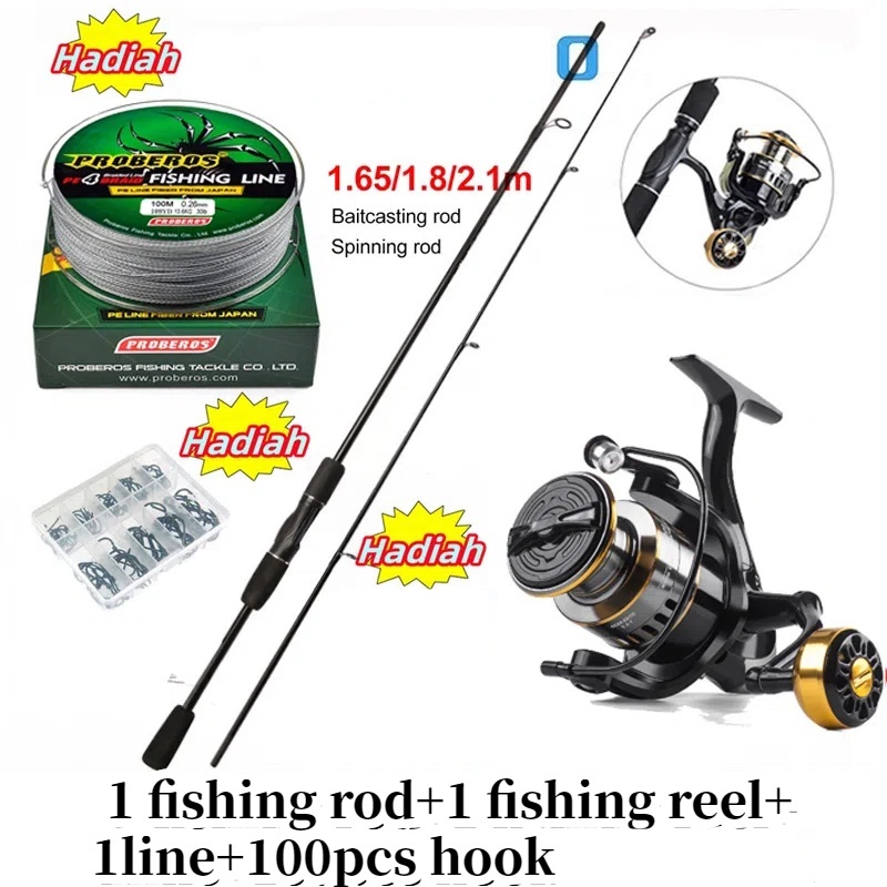 CALDARI Fishing Rod Full Set Spinning Rod Spining Reel set 1.6M/1.8M/2 ...
