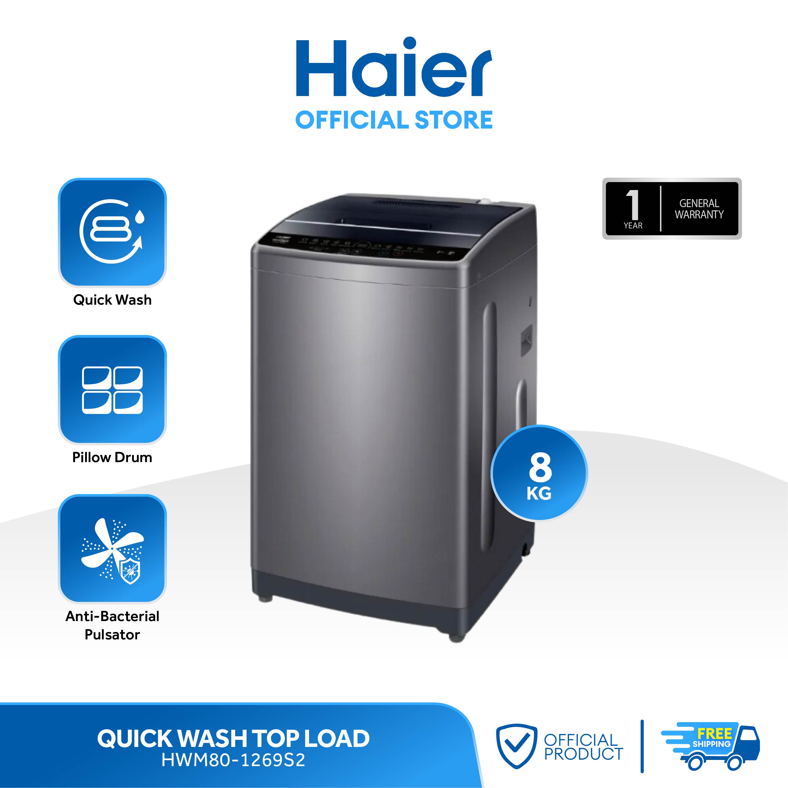 [NEW] Haier HWM80-1269S2 8kg Quick Wash Fully Automatic Top Load ...