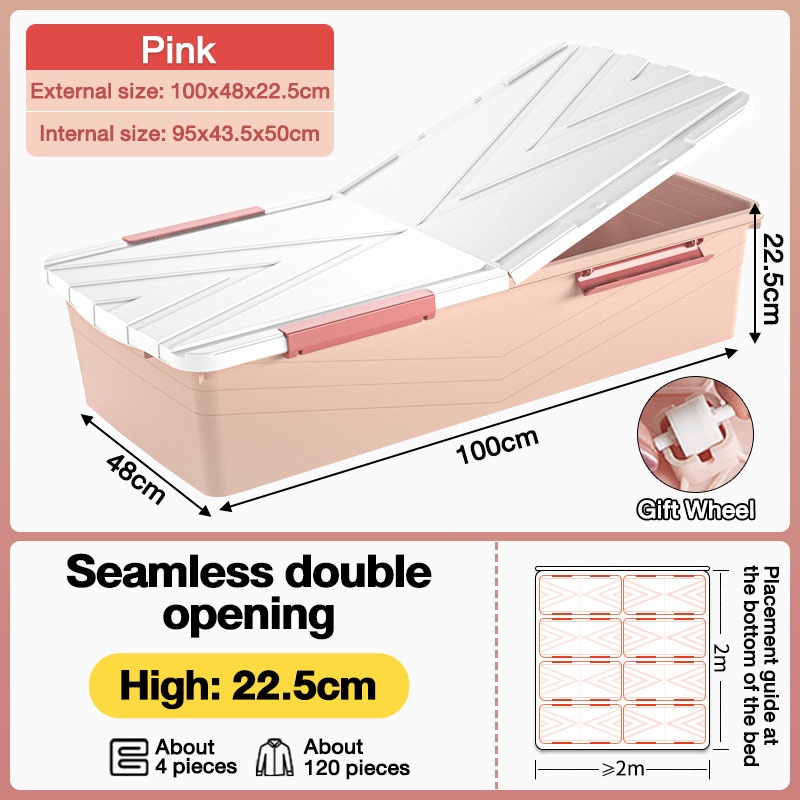 Underbed Storage Box with Wheels Large-Capacity Wardrob Quilt Storage ...