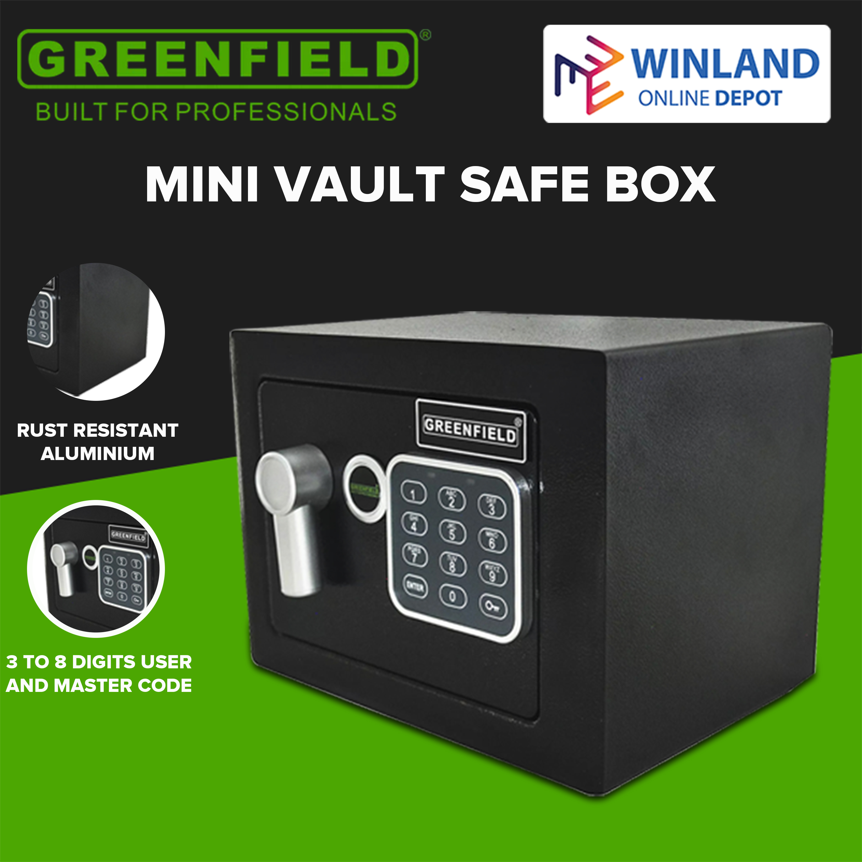 Greenfield by Winland Rust Resistant Aluminium Mini vault safe box for ...
