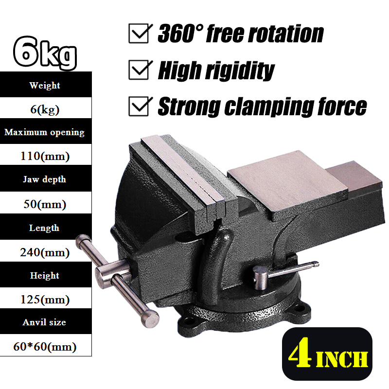 2024💯Shock protection 360° Adjustable No cracking💯Bench Vise 4" 6" 8"(4 ...
