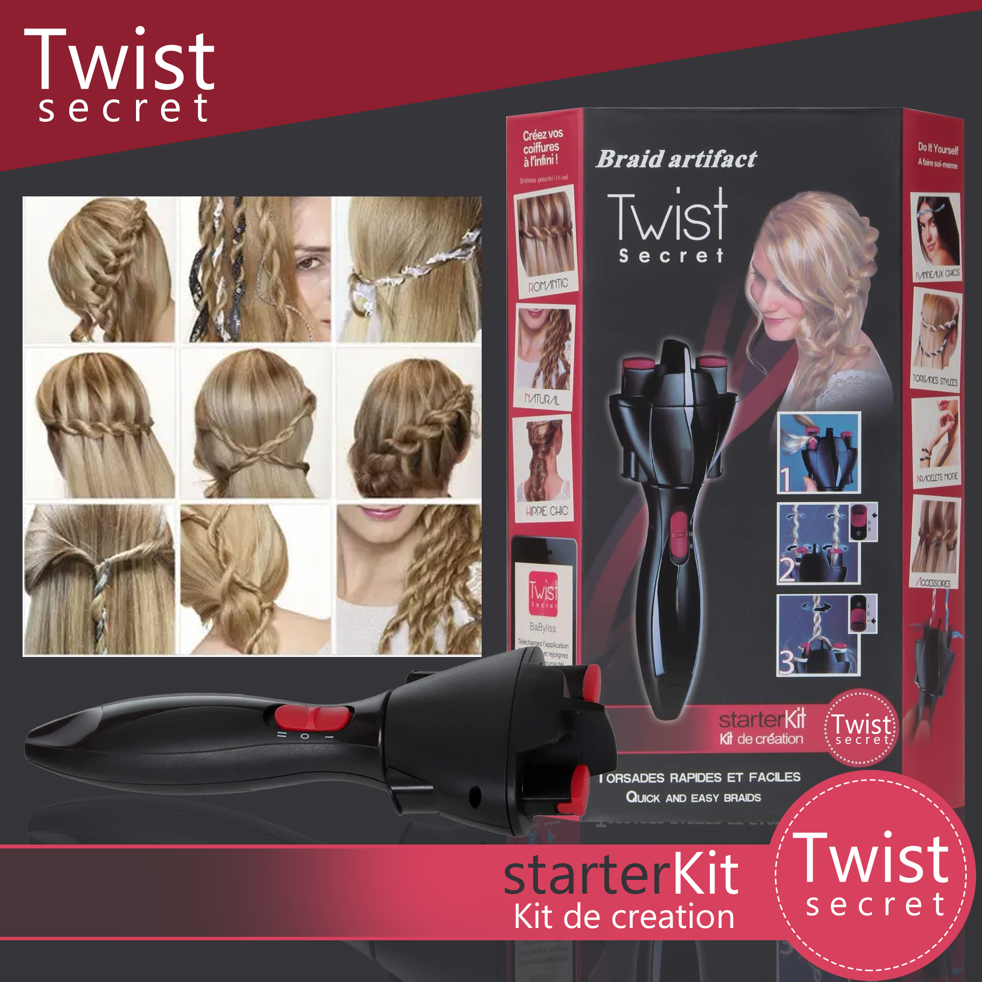 Electric Hair Braider Plait Twist Styling Braiding Machine Quick Braid ...
