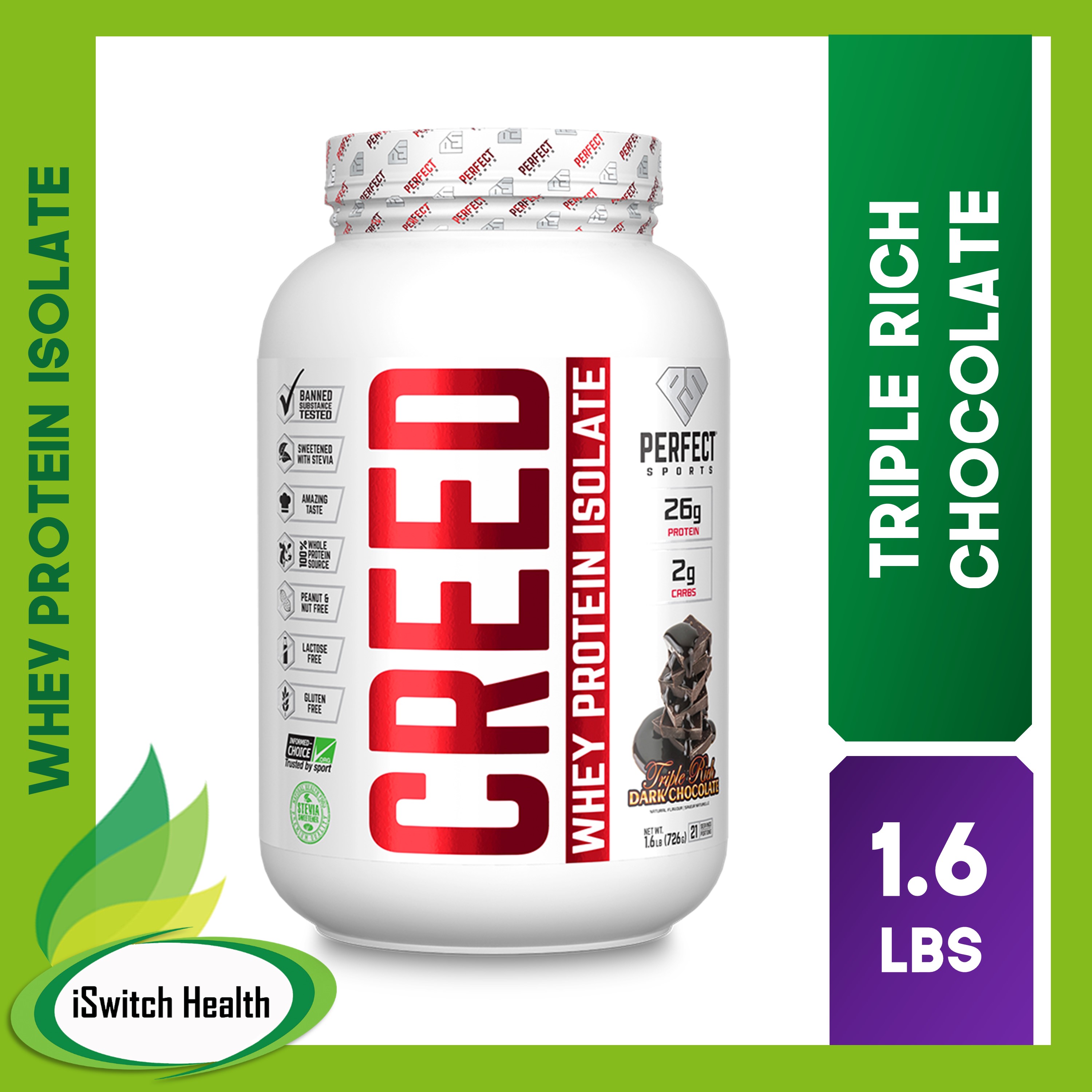 Perfect Sports Creed 100% Whey Isolate - 1.6lbs Triple Rich Chocolate ...