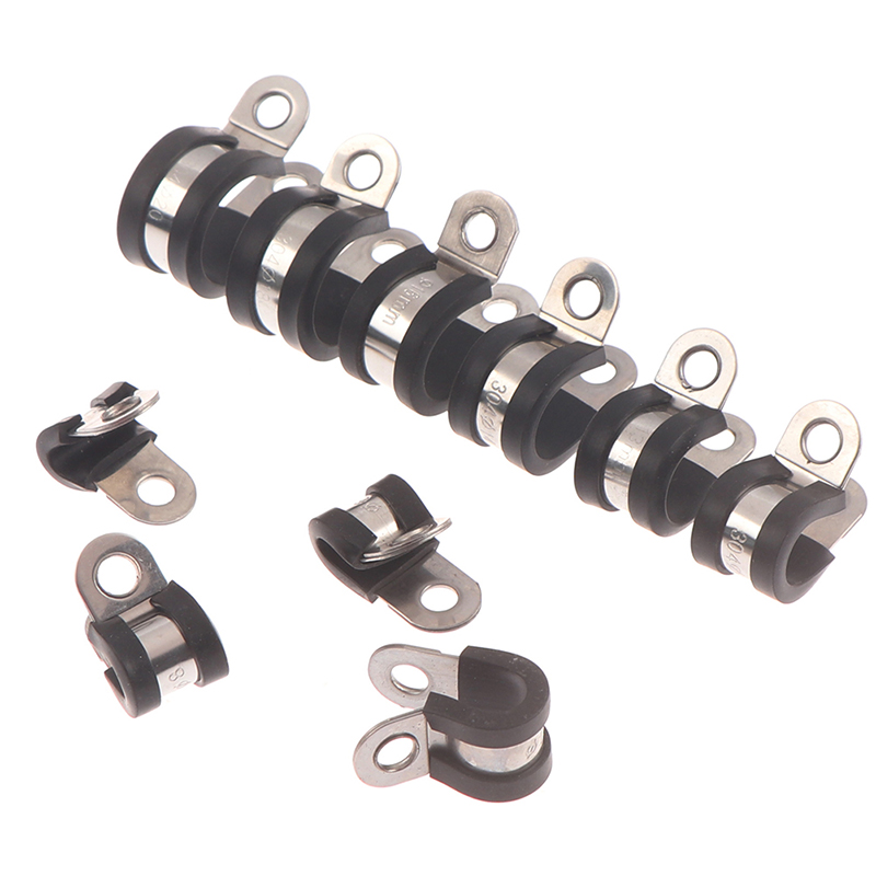 Jay 2pcs 304 Stainless Steel Rubber Lined P Clips Cable Mounting Hose ...