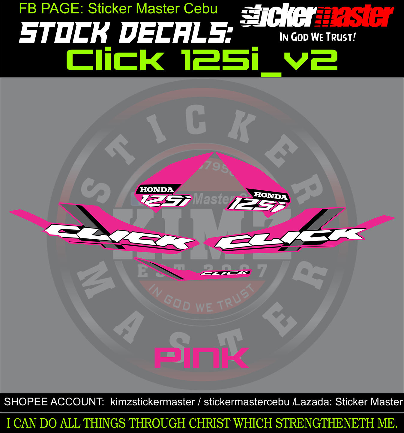 CLICK 125 V2 STOCK DECALS | Lazada PH