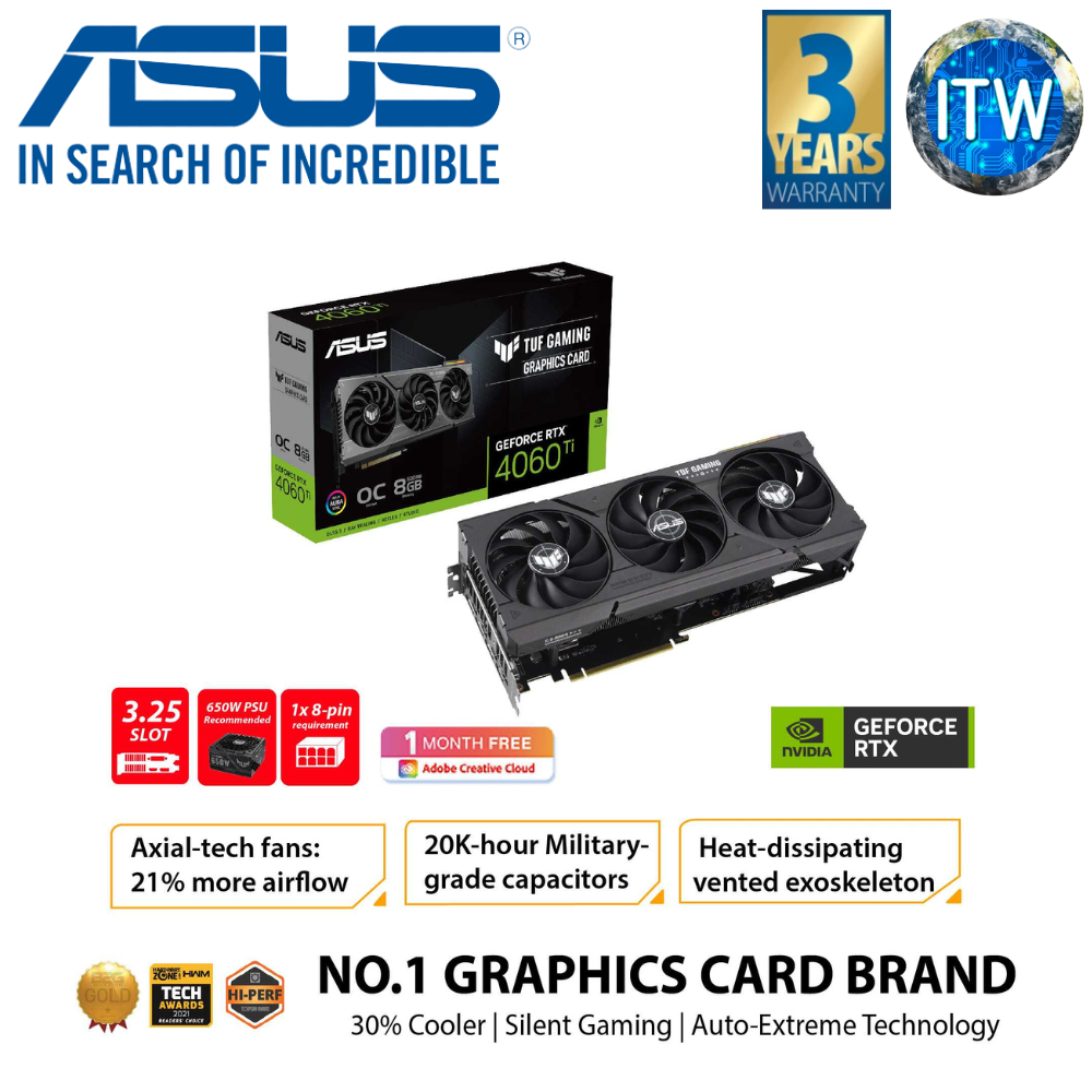 ITW | ASUS TUF Gaming GeForce RTX 4060 Ti OC 8GB GDDR6 Graphic Card ...