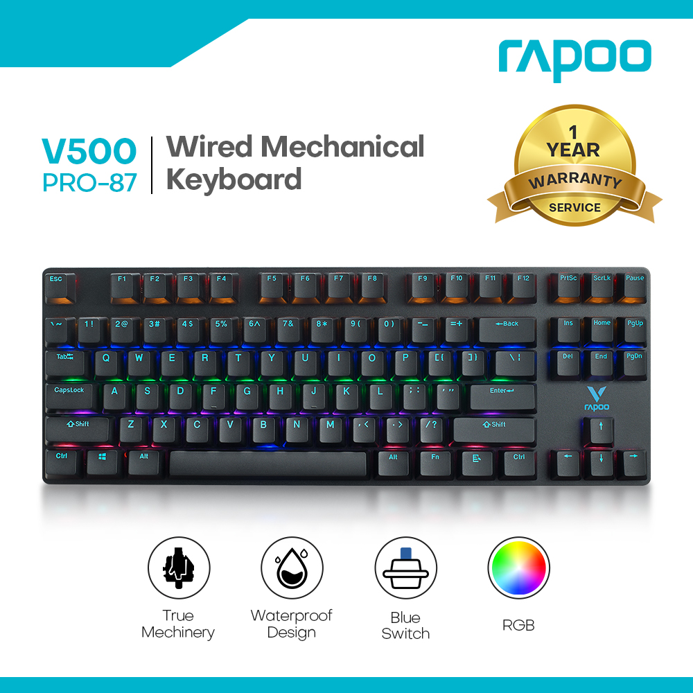 Rapoo V500 Pro/SE Mixed Color Backlit Mechanical Keyboard Blue Switch ...