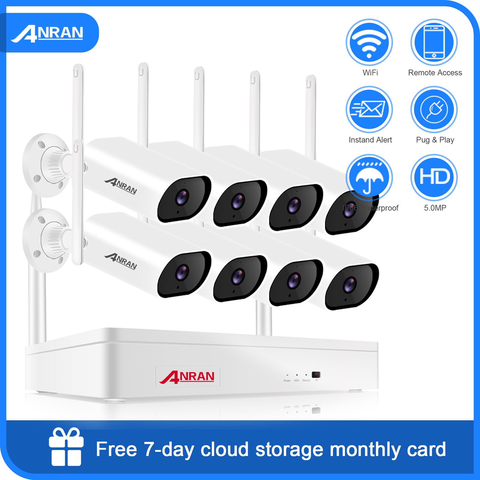 ANRAN CCTV Outdoor, 5MP Ultra HD 8CH NVR Security cctv Syetem with 8pcs ...