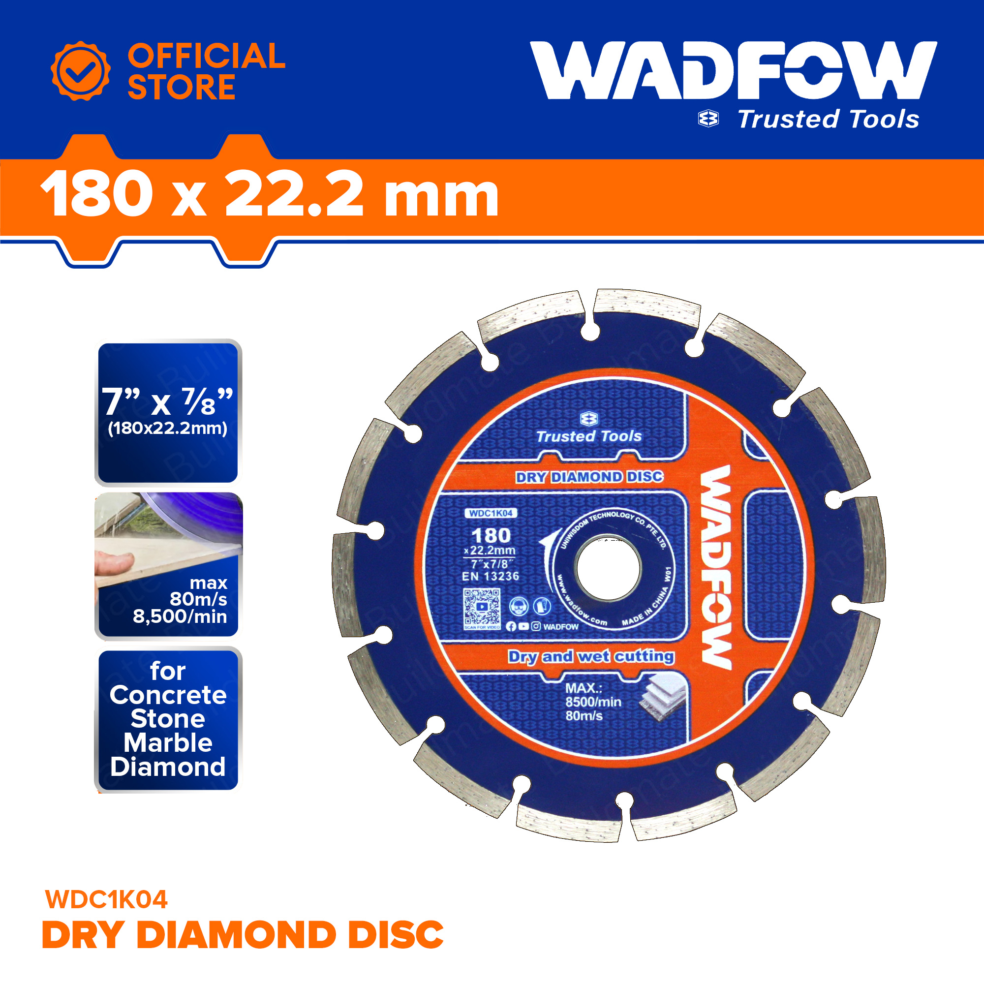 WADFOW 7" Dry Diamond Disc | Wet Diamond Disc SOLD PER PIECE Cutting ...