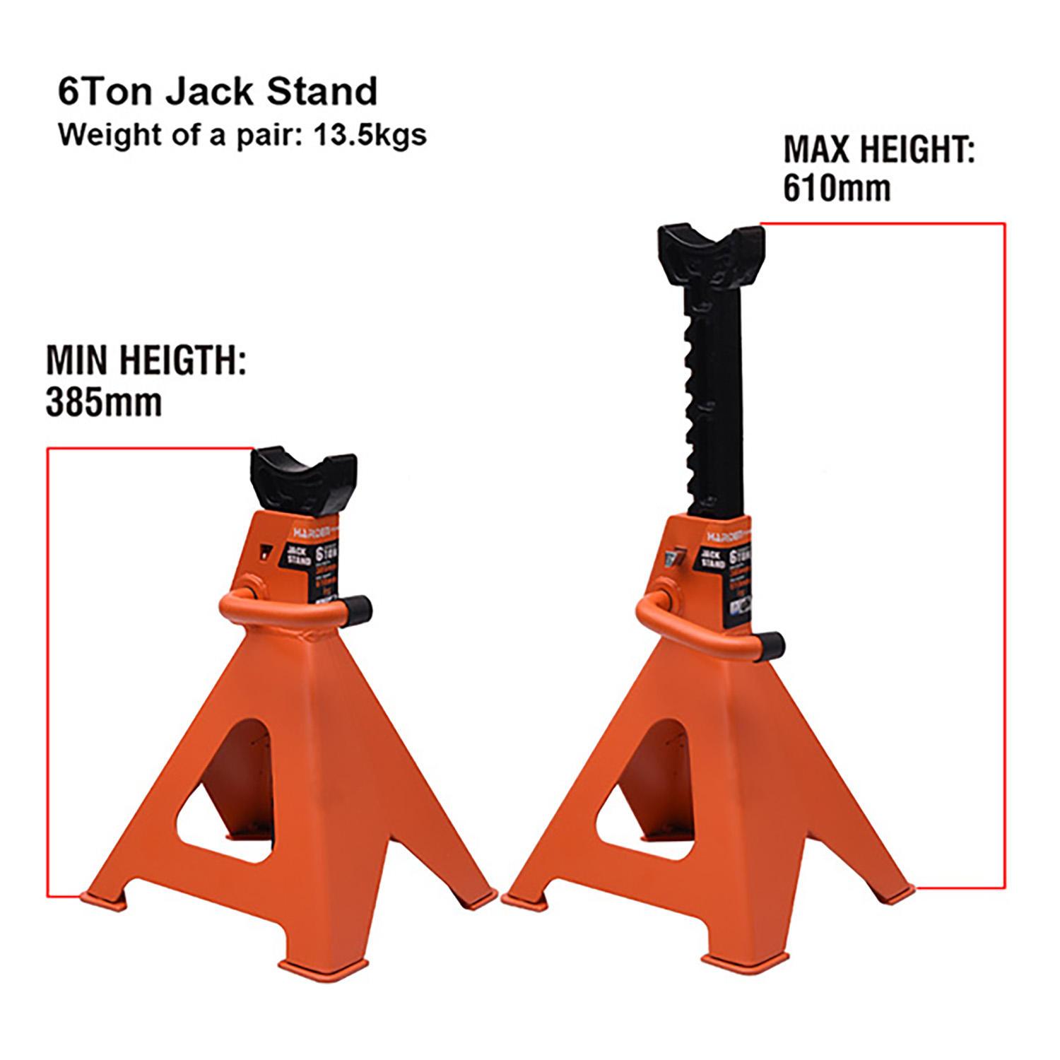 Harden 2 Ton - 6 Ton Jack Stand Capacity Adjustable Height Car Jack ...