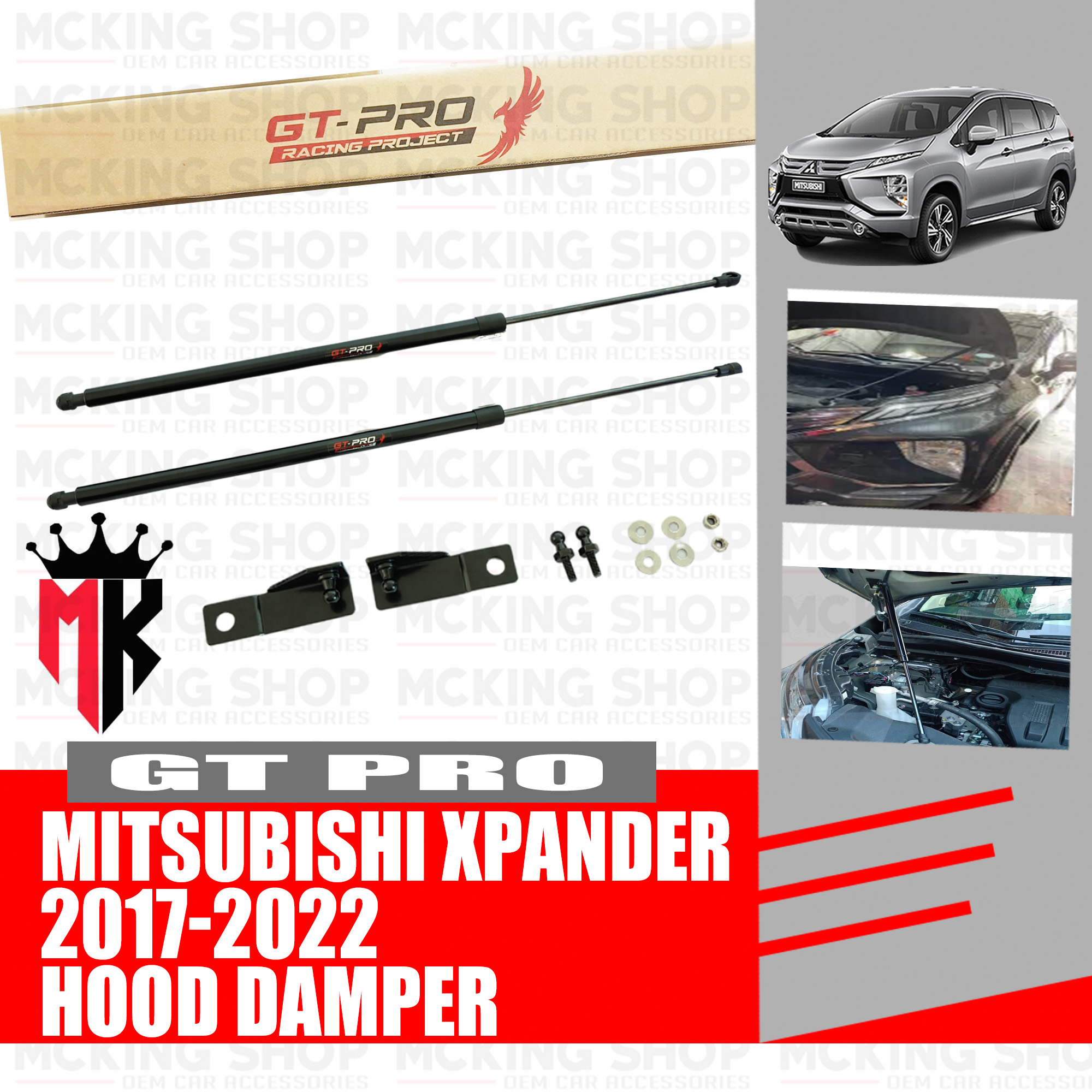 Mitsubishi Xpander 2017-2022 GT-Pro Hood Damper Shock Kit (Black ...