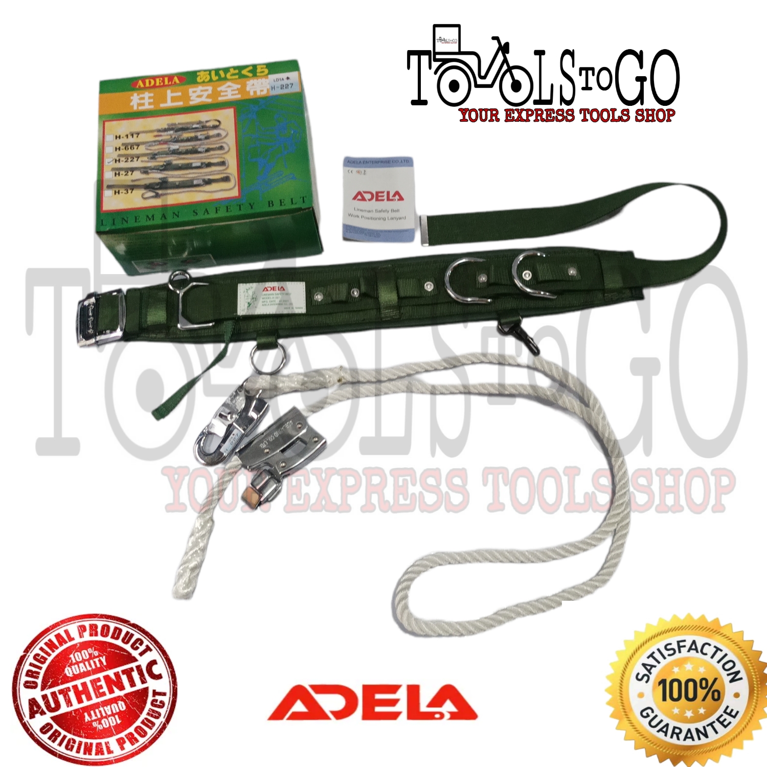 Adela H-227 Lineman Climbing Waist Position Safety Belt Fall Protection ...