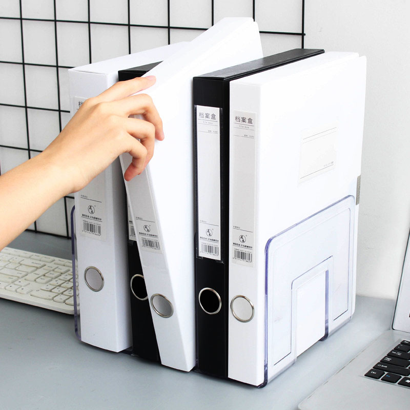 (Lt Stationery) Black and white solid color plastic A4 size file box data box storage box ...