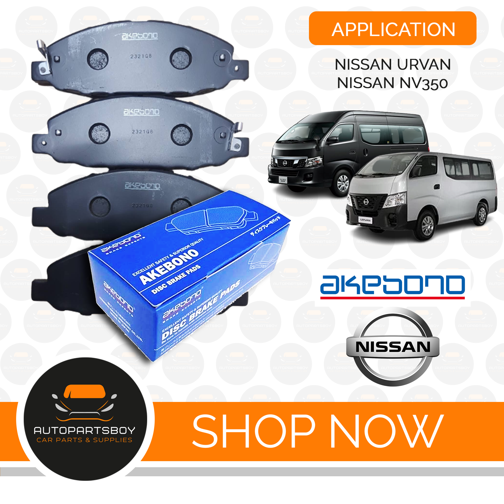 AKEBONO BRAKE PAD FOR NISSAN URVAN TD27 | NISSAN NV350 FRONT 2015-2019 ...