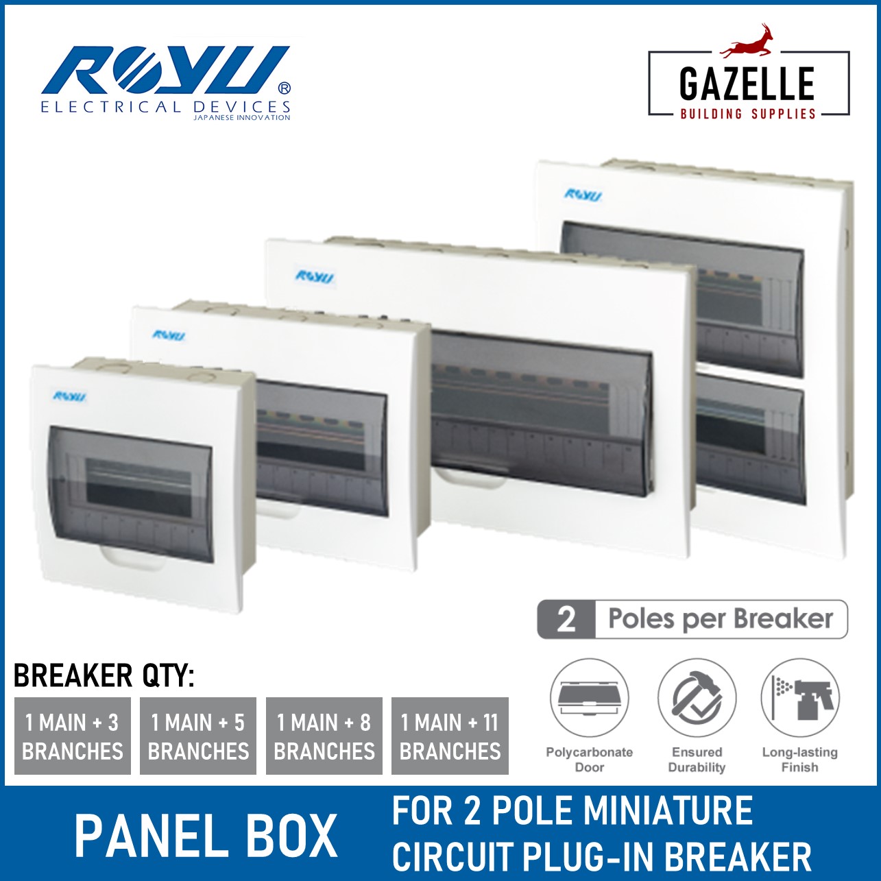 Royu Panel Box Rail Type For Miniature Circuit Breakers Metal Base