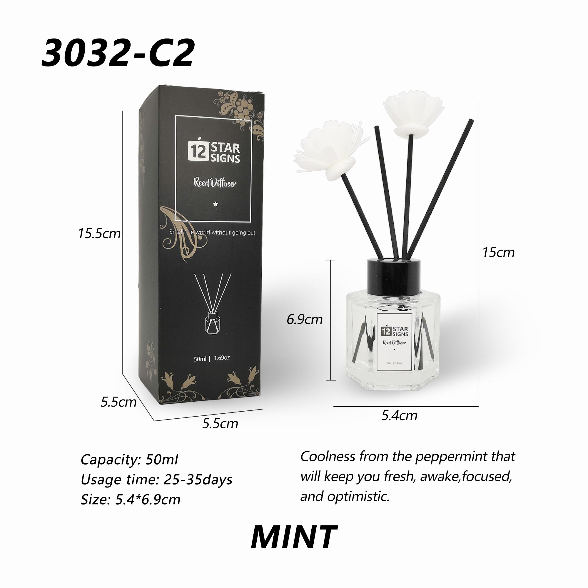 12StarSigns Lsscap Oil Based Reed Diffuser 50ml Home Aromatherapy ...