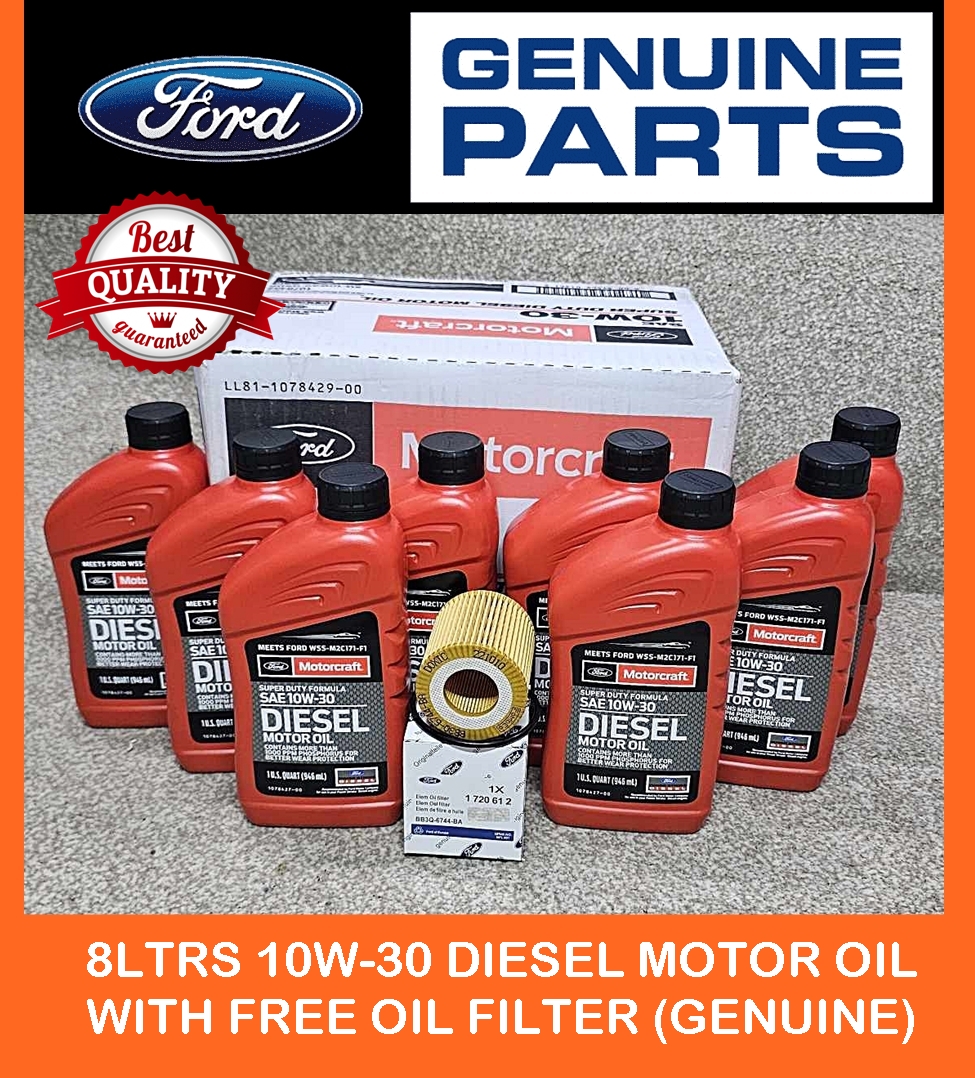 FORD MOTORCRAFT OIL CHANGE BUNDLE 8LTRS 10W-30 DIESEL MOTOR OIL + OIL ...