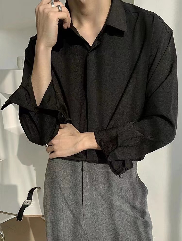 BabyUki Korean Men's Plain Casual Fashion Long Sleeve Classic Polo Shirts for Men | Lazada PH