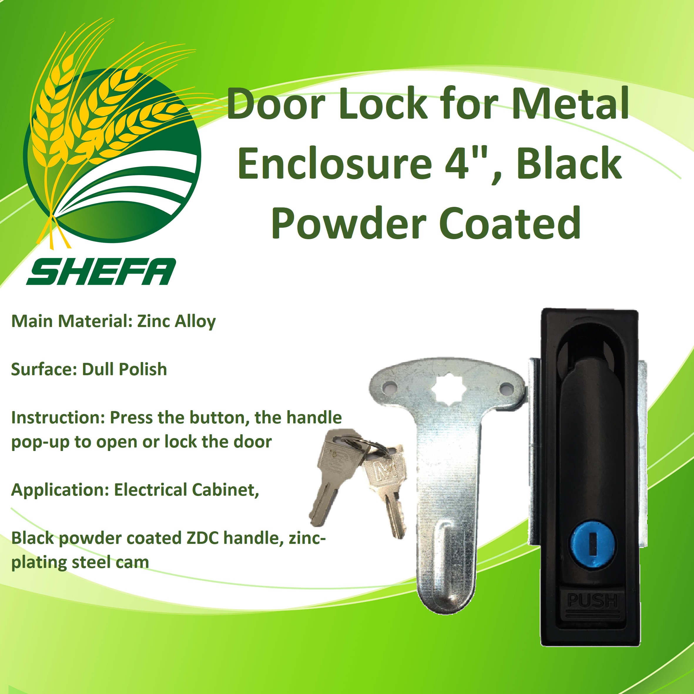 SHEFA Zinc Alloy Core Door Lock for Metal Enclosure 4" , Black Powder ...