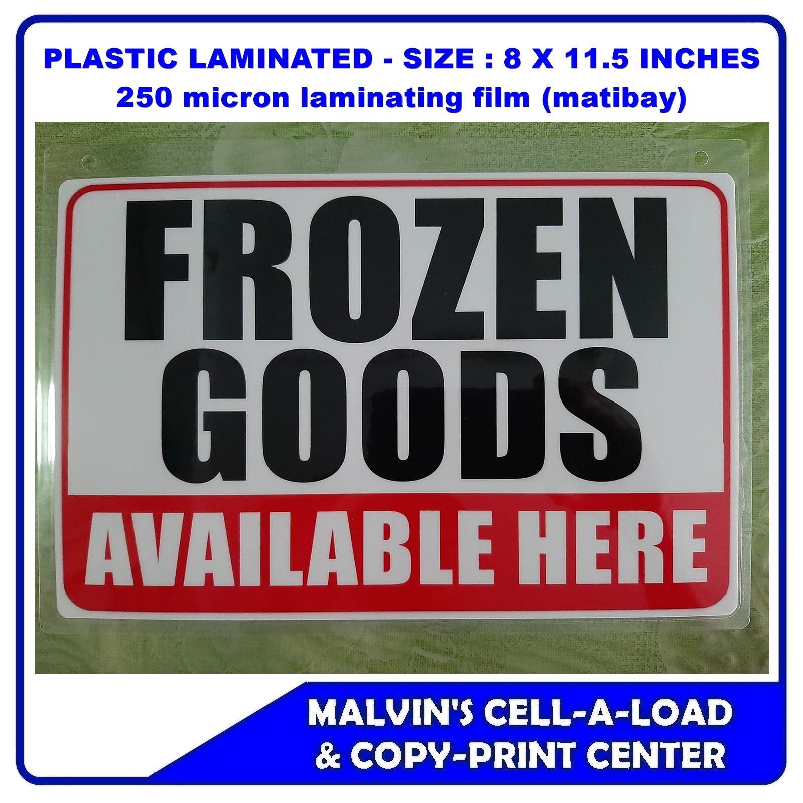 LAMINATED SIGNAGE - FROZEN GOODS - Size 8 x 11.5 inches | Lazada PH