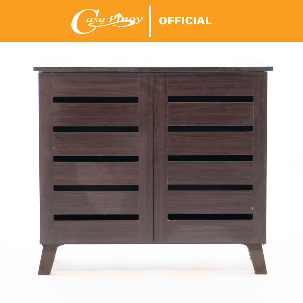 Casa Pinoy Shoe Cabinet Wood Shoe Rack With 2 Doors & 3 Layer Racks ...