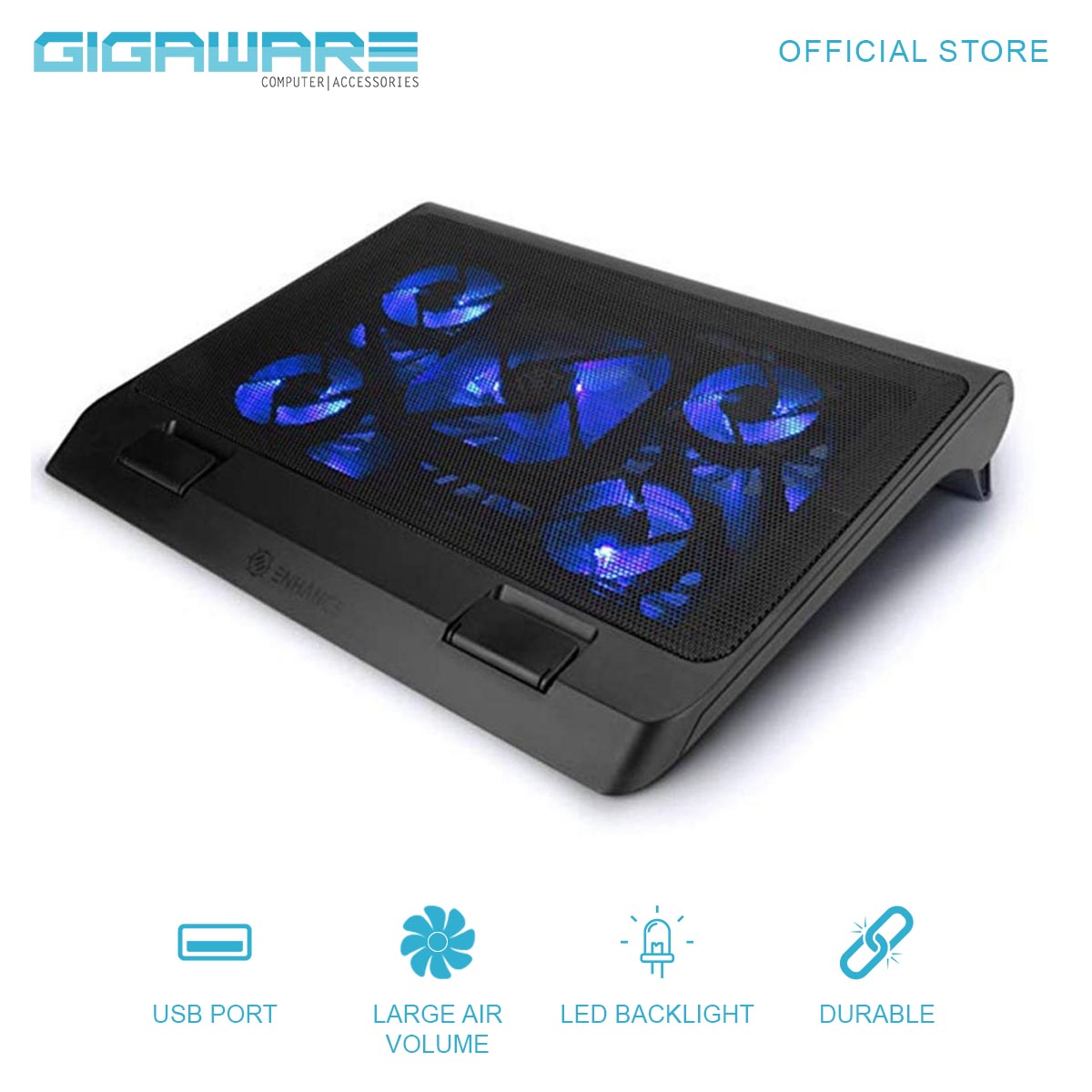 Gigaware Ergonomic Design USB Notebook Stand and Cooling Pad Cooler Fan ...