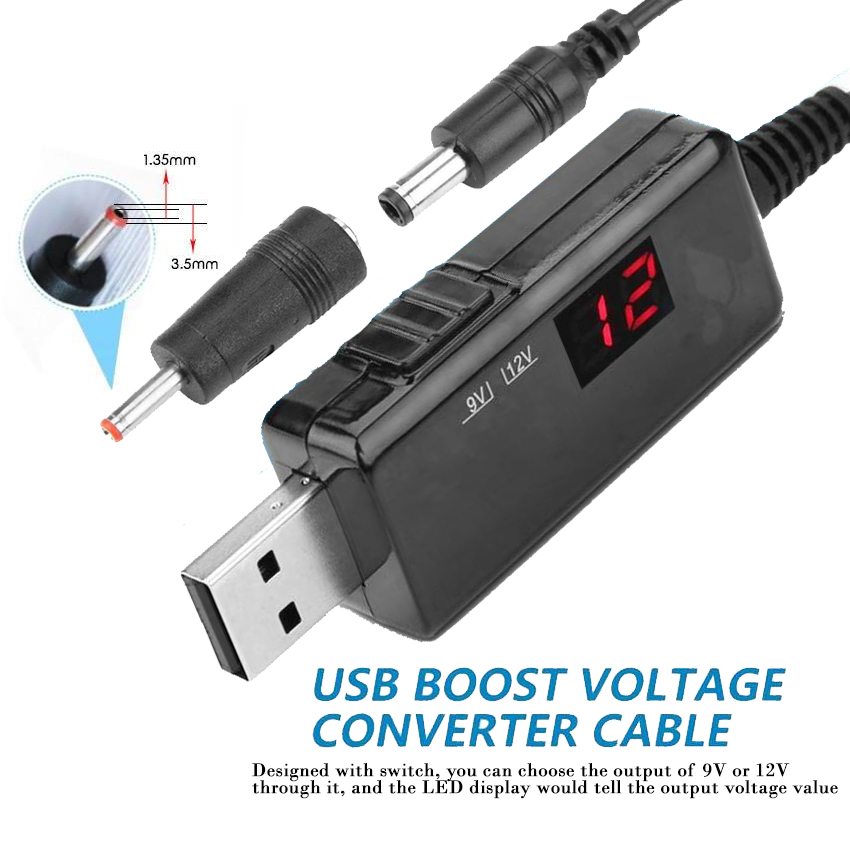 USB Boost Cable KWS-912V 5V Step Up to 9V 12V Adjustable Voltage ...