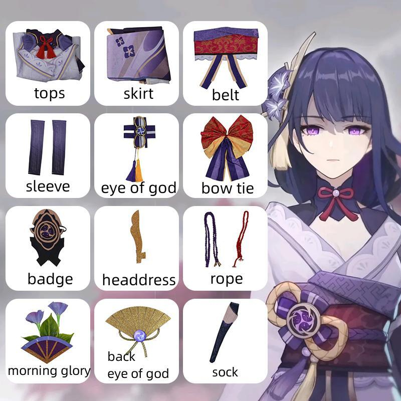 【Full Set】Genshin Impact Raiden Shogun Cosplay Clothing Game Comic ...