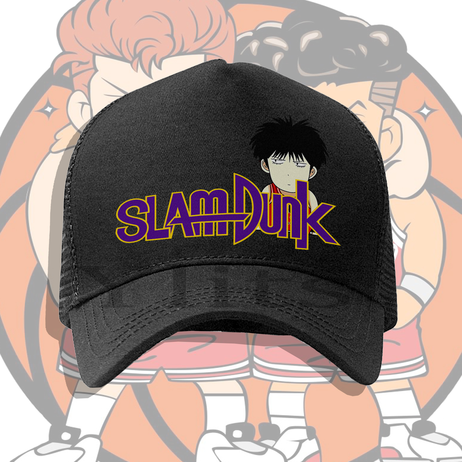 slamdunk: rukawa netcap or trucker cap, anime design, white and black ...