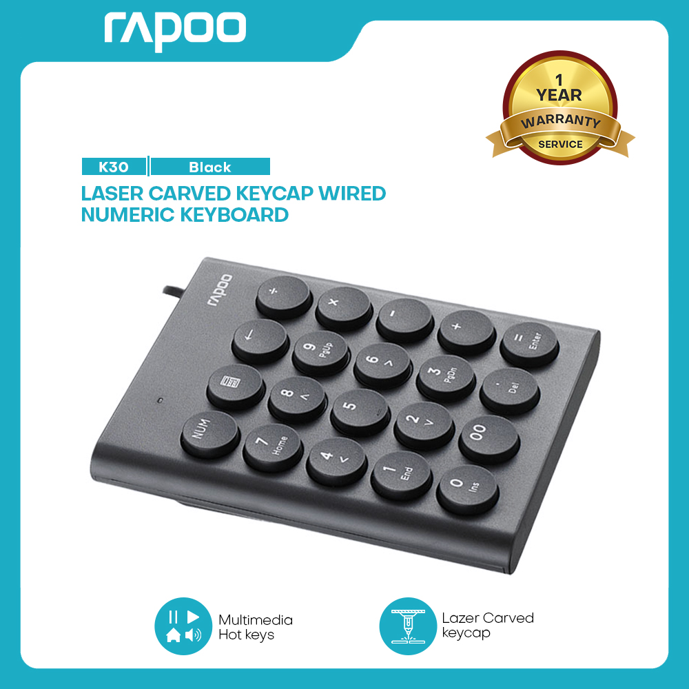 Rapoo K30 Laser Carved Keycap Wired Numeric Keyboard | Lazada PH