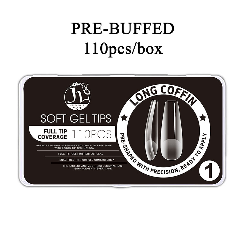 JL PRE BUFFED SOFT GEL NAIL TIPS System Easiest Extension Break Resistant Flexible Durable ...