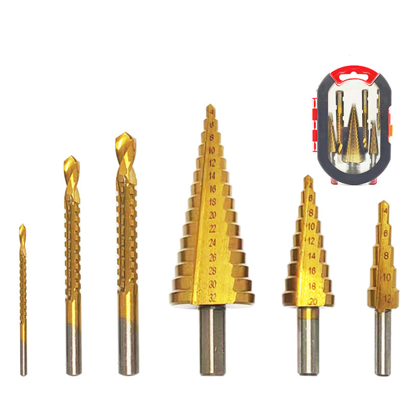 VVIYA 4-32mm HSS Straight Groove Step Drill Bit Titanium Coated Wood ...