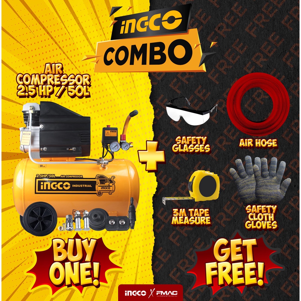 INGCO Industrial 5L Air Compressor 2.5HP AC2558P + FREEBI FMAC⭐⭐⭐⭐⭐ ...