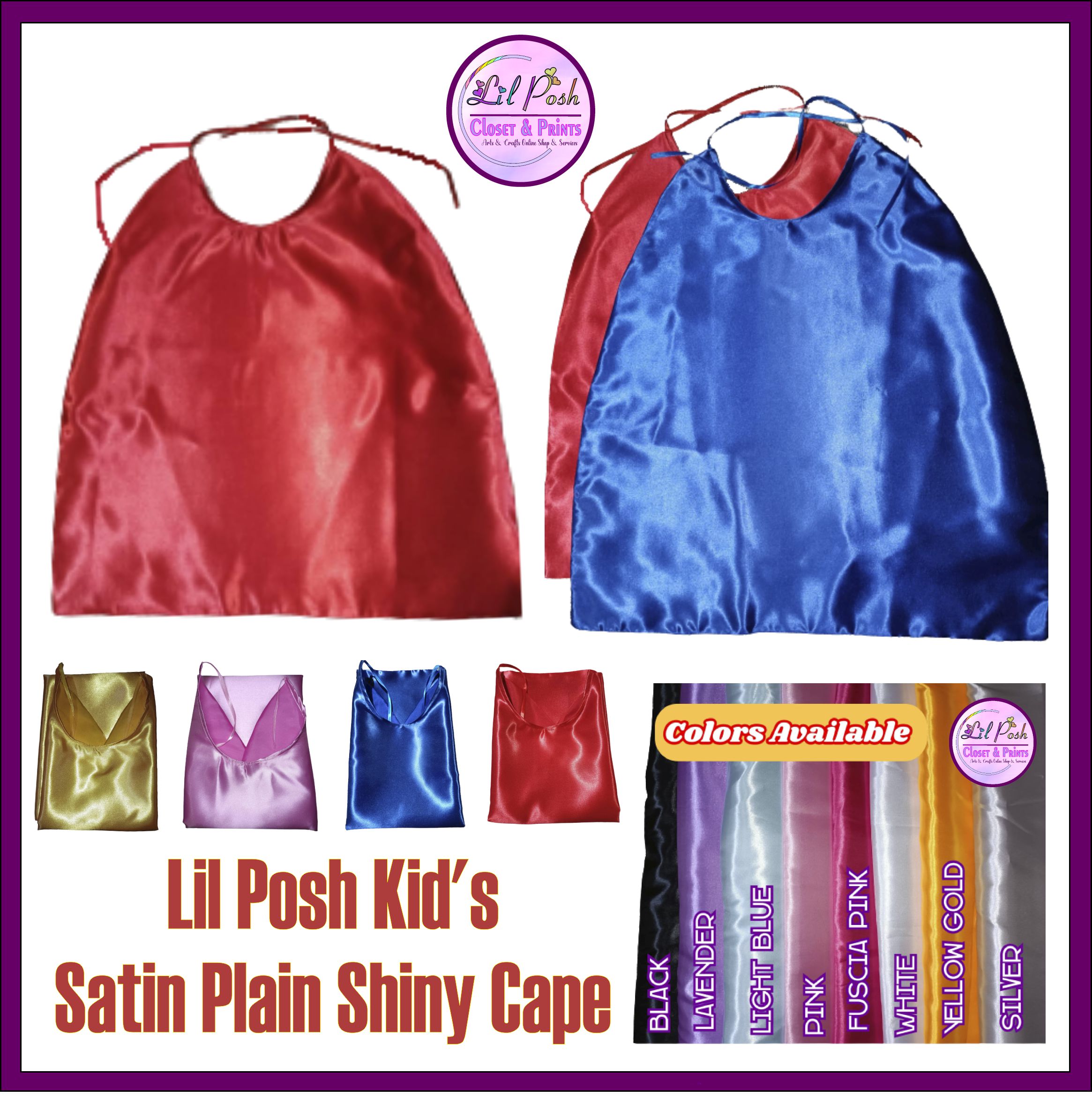 Lil Posh Kid's & Adult Satin Plain Shiny Cape | Lazada PH