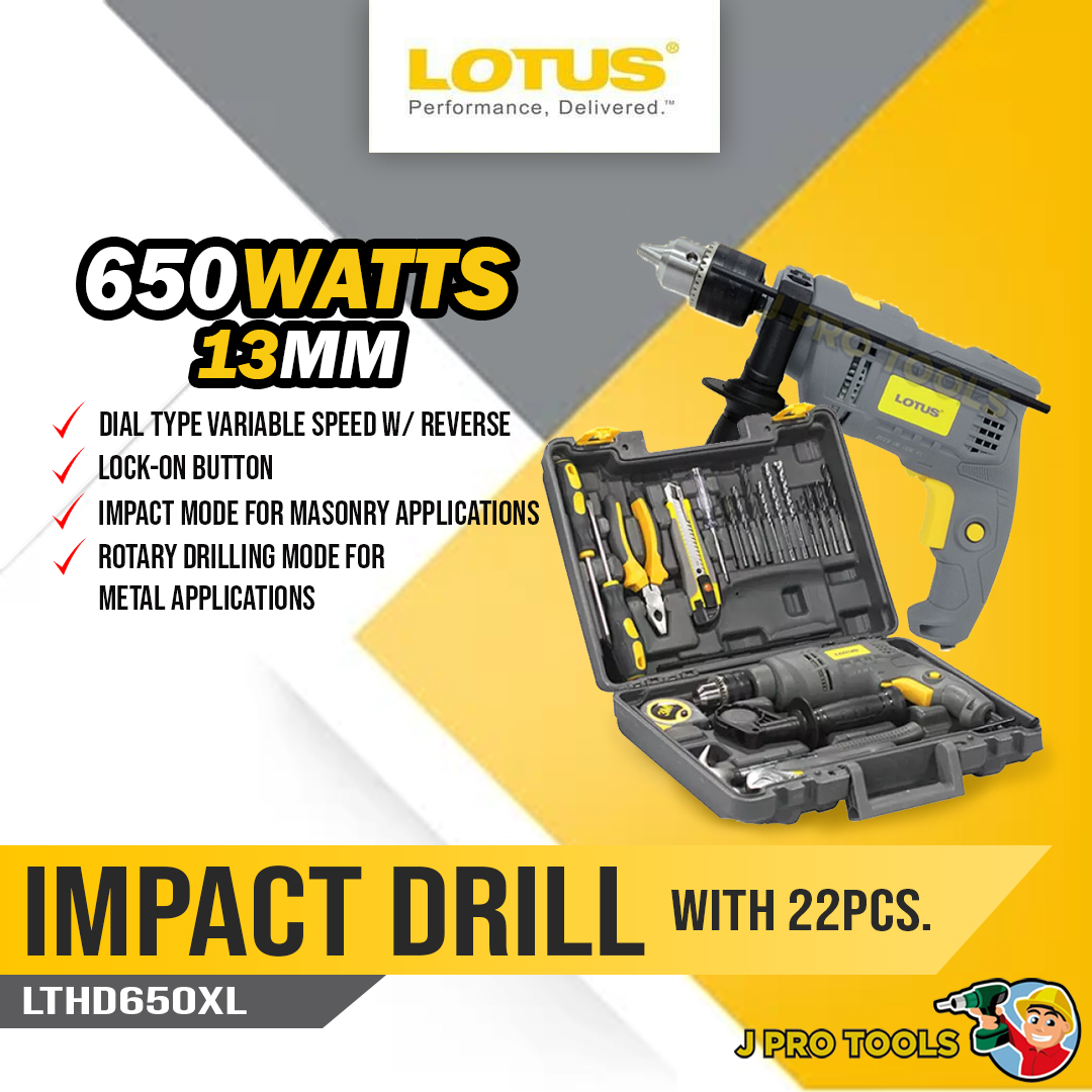 LOTUS Impact Drill 13MM with 22pcs. (LTHD650XL) | Lazada PH