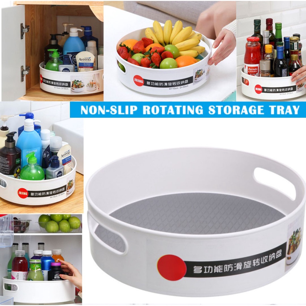 FTDeals 360 Degree Bottle Condiments Organizer Storage Spinning Tray ...