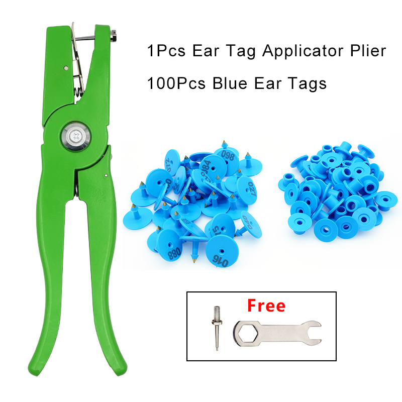 Livestock Animal Ear Tag Plier Applicator with Number 001-100 Ear Tags ...