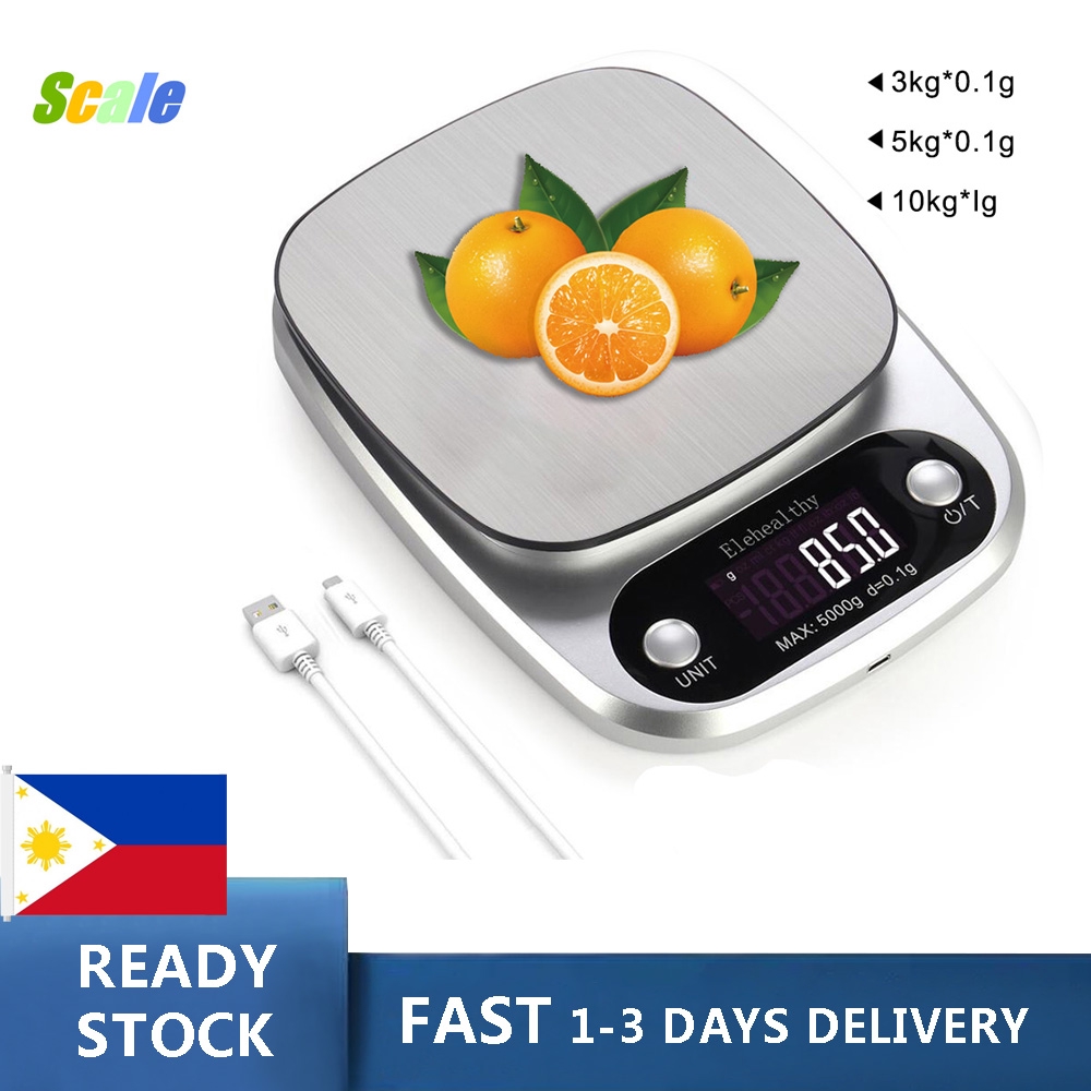 10kg Chargeable Kitchen Scale Accuracy Baking Cooking Food Electronic ...
