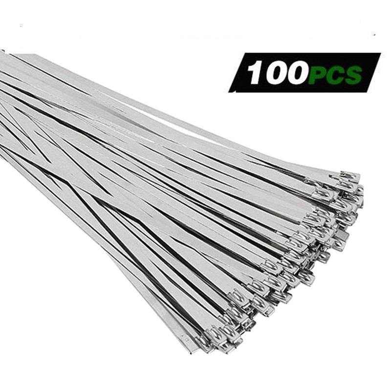 100PCS Multi-Purpose Locking Cable Metal Zip Ties Stainless Steel Self ...