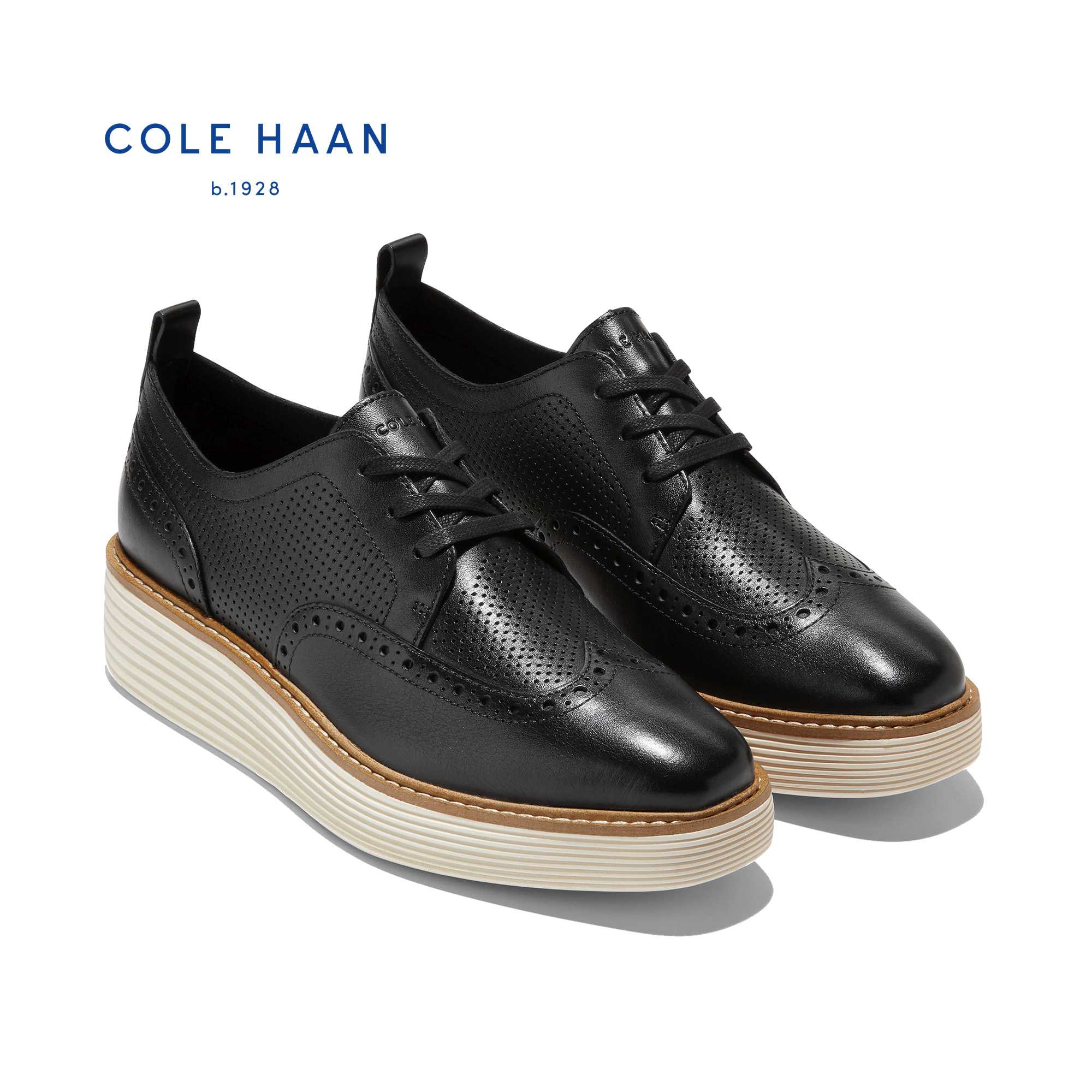 Cole Haan W28349 ØriginalGrand Platform Wingtip Oxford Shoes for Women ...