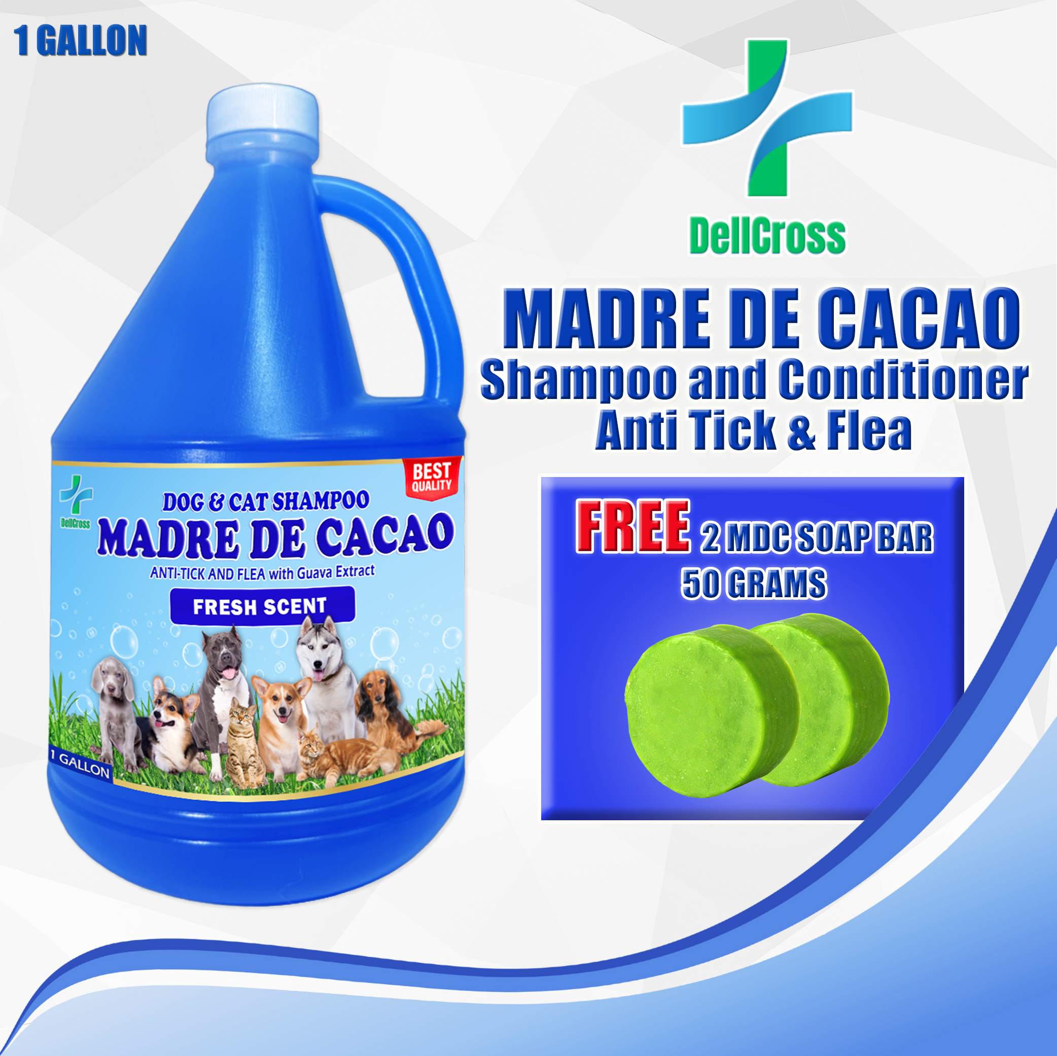 Dellcross Pet Shampoo Freshly Scent - 1 Gallon with Free MDC Soap ...